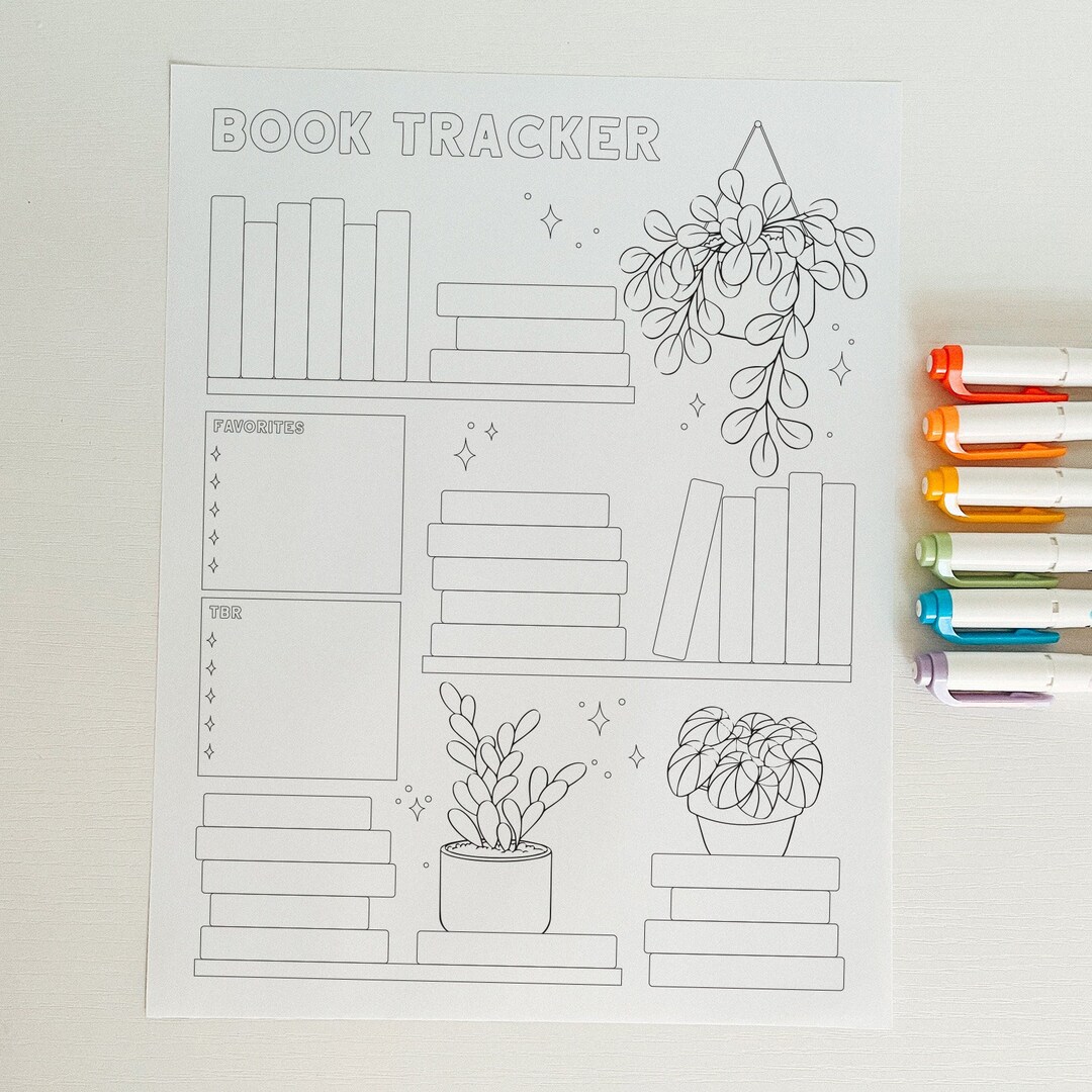 Coloring Printable Book Tracker | Color-in-yourself | Coloring Page ...
