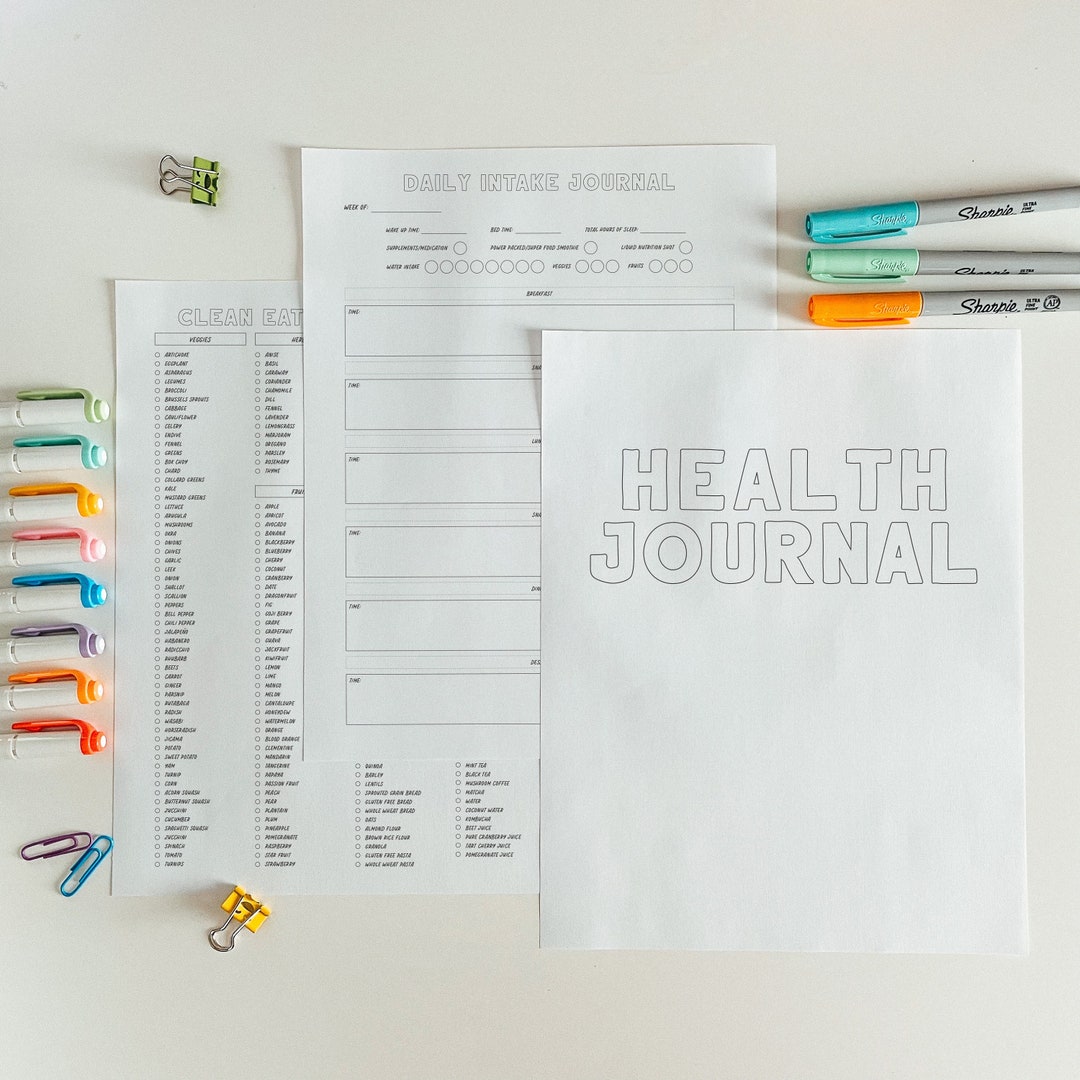 Coloring Printable Health Journal | 17 Page Pack | PDF Journal | Color ...