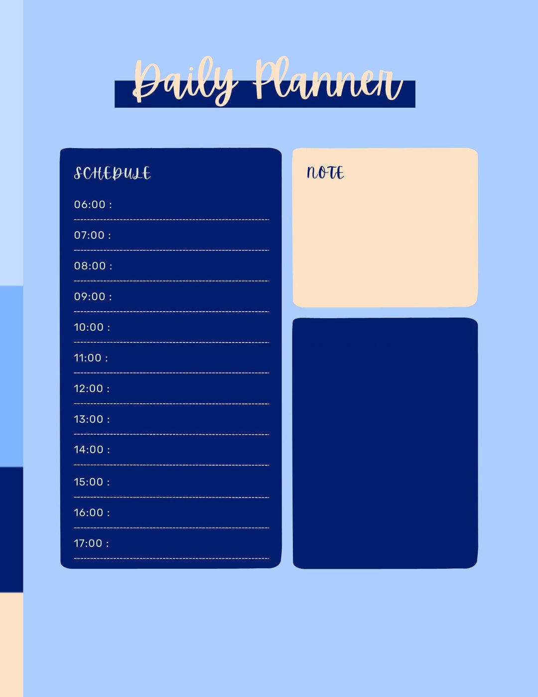 Blue Printable Daily Planner - Etsy