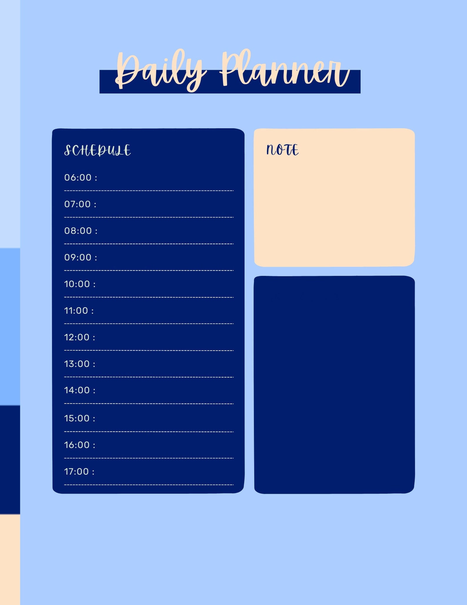 Blue Printable Daily Planner - Etsy