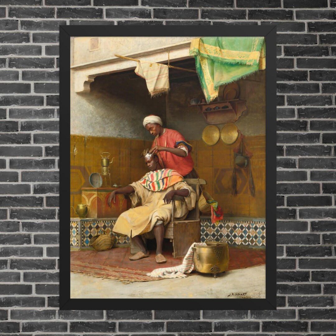 The Barber Shop, Tangiers by Jean Discart - Framed Genre Art Print ...