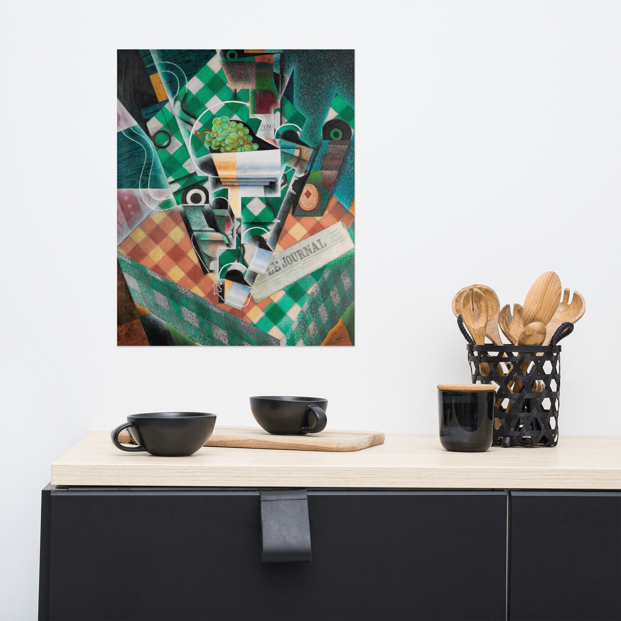 Abstract Modern Art Print - Still Life With Checked Tablecloth by Juan ...