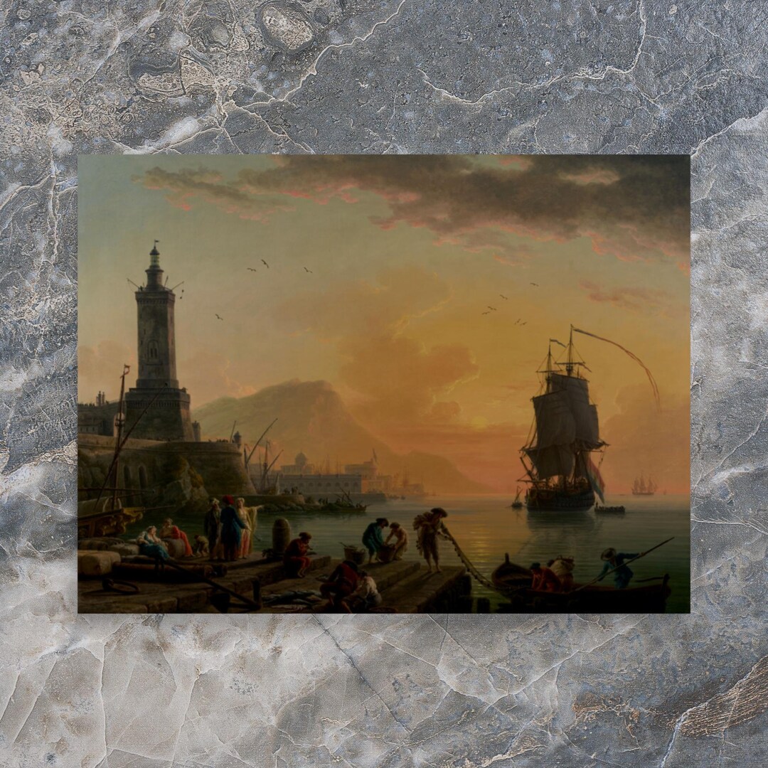 Landscape Art Print - A Calm at a Mediterranean Port by Claude-joseph ...
