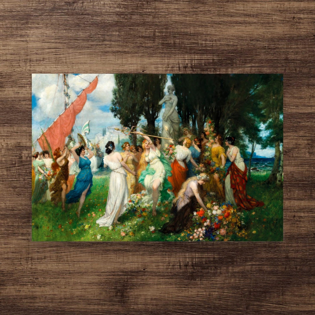Realist Art Print - the Spring Festival of Flora Before the Acropolis ...