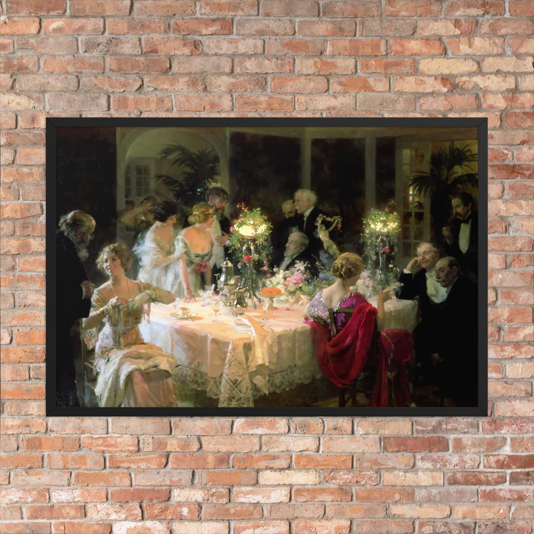 The End of Dinner by Jules Alexander Grun - Framed Modern Art Print ...