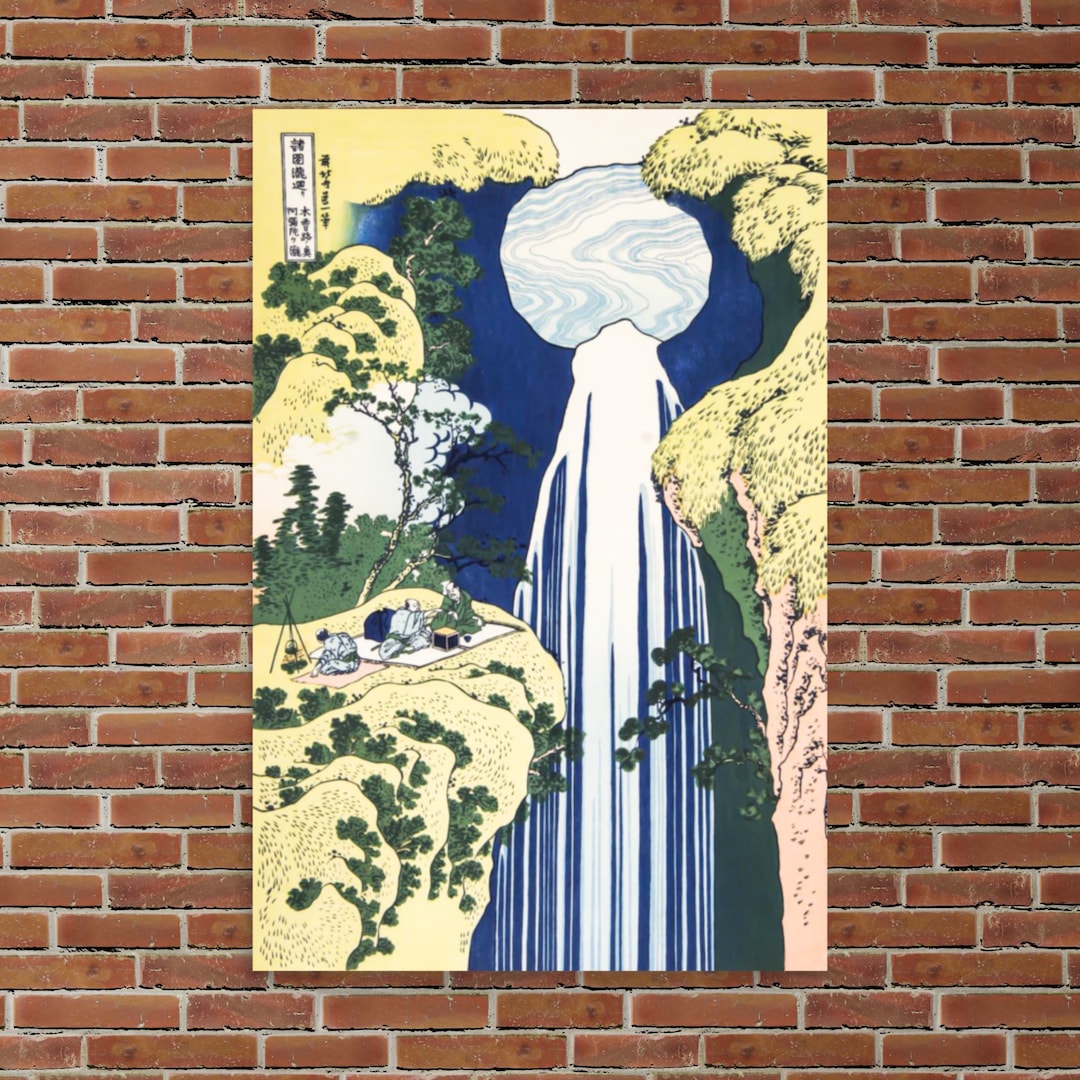 Ukiyo-e Art Print - the Amida Falls in the Far Reaches of the Kisokaido ...