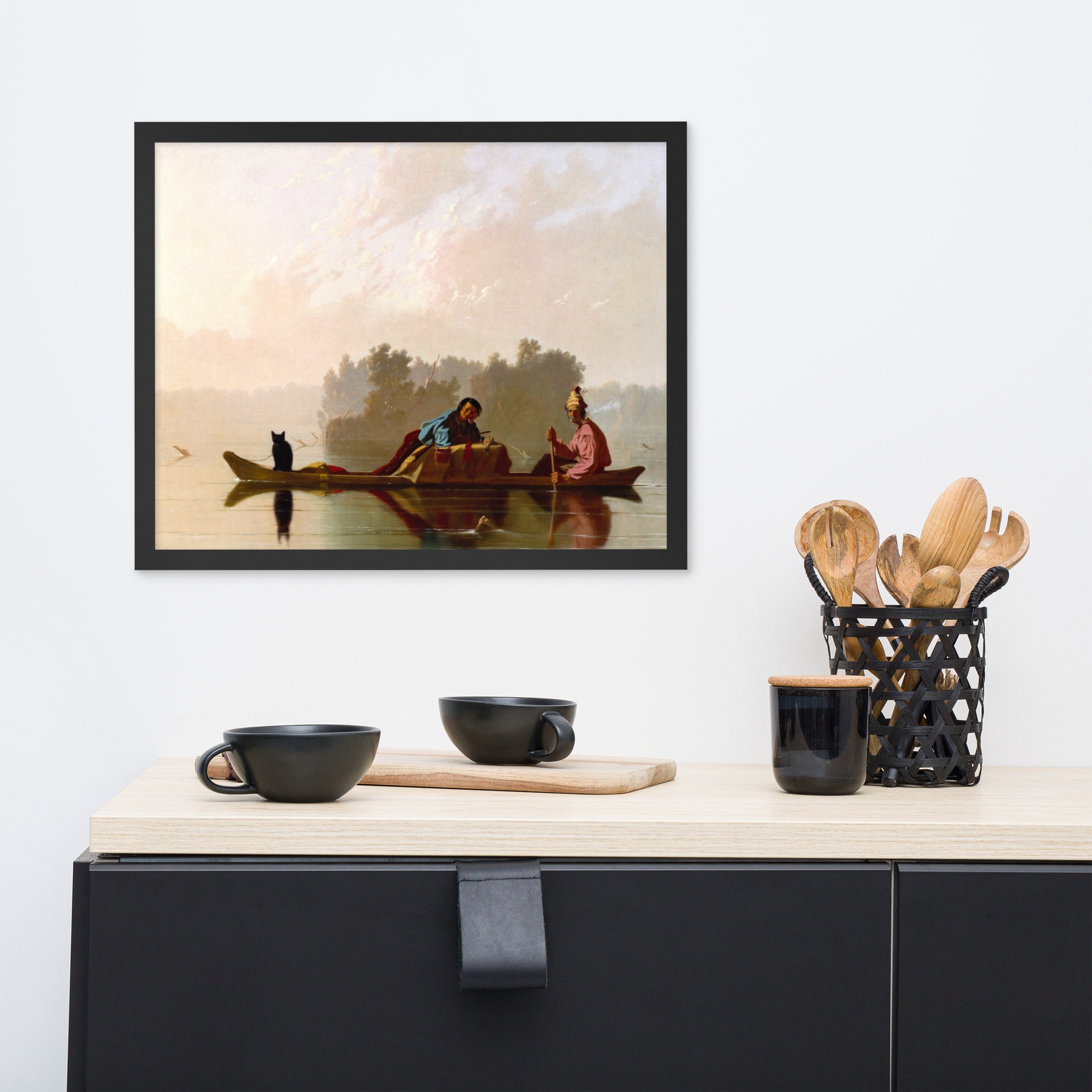 Fur Traders Descending the Missouri by George Caleb Bingham Framed ...