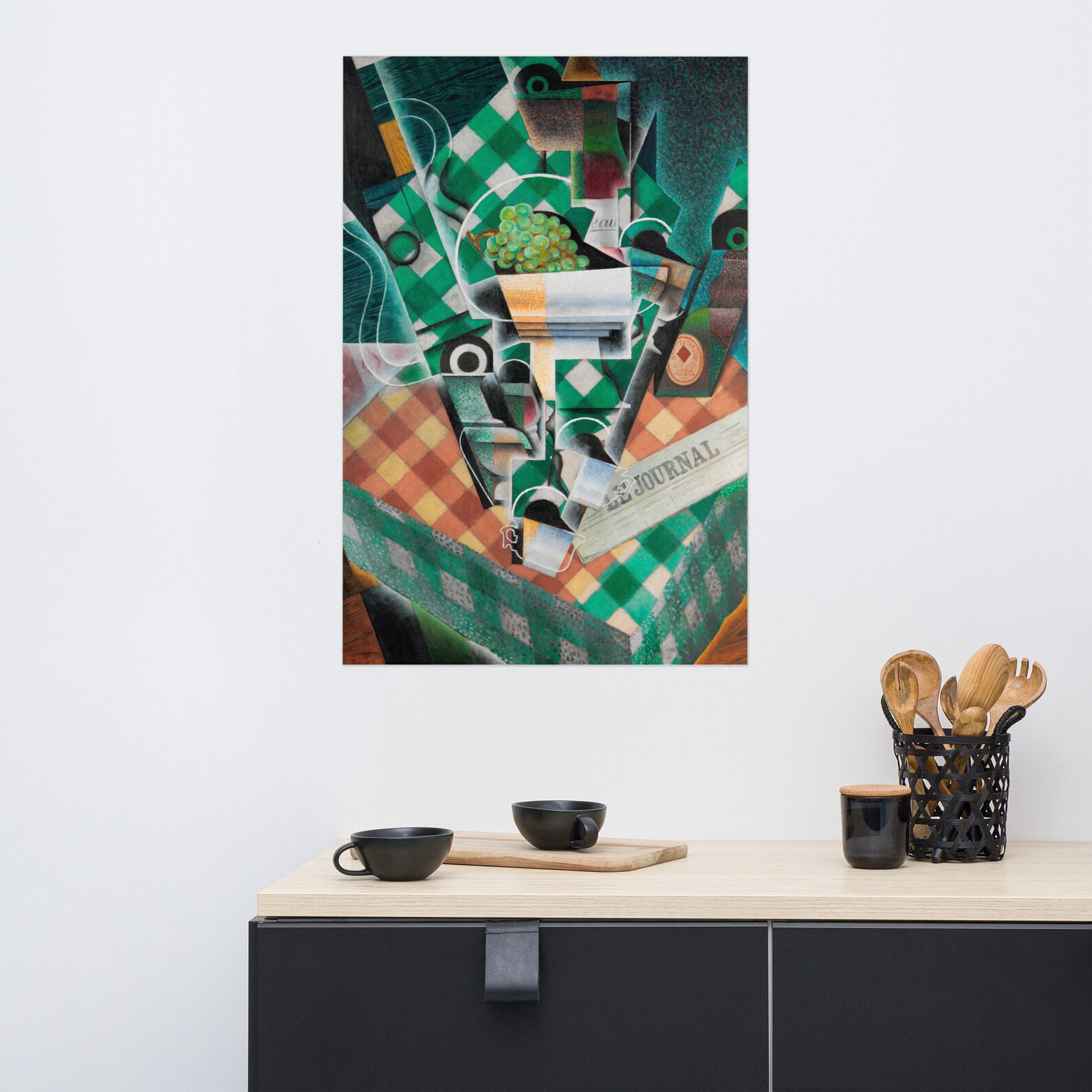 Abstract Modern Art Print - Still Life With Checked Tablecloth by Juan ...