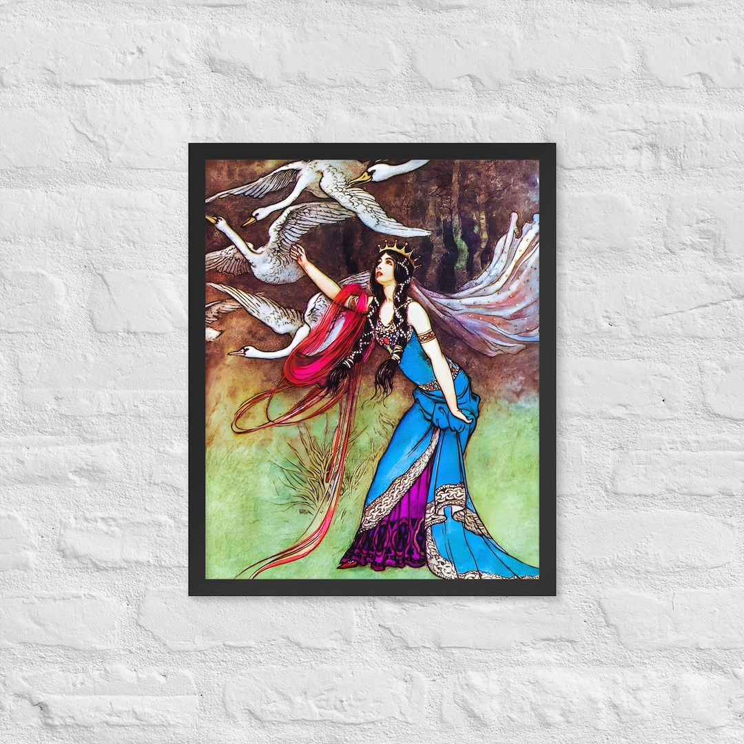 Framed Mythological Art Print - the Queen and the Six Swans by Warwick ...