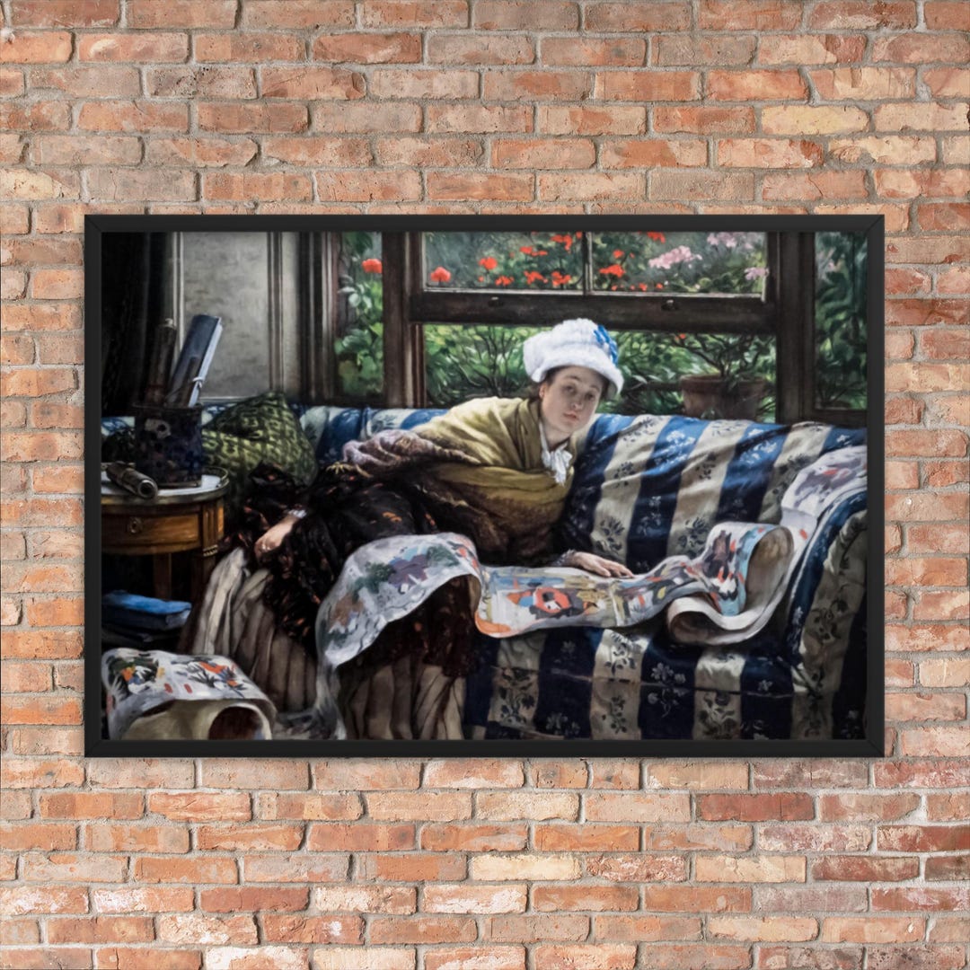 The Japanese Scroll by James Tissot - Framed Japanese Scroll Print ...