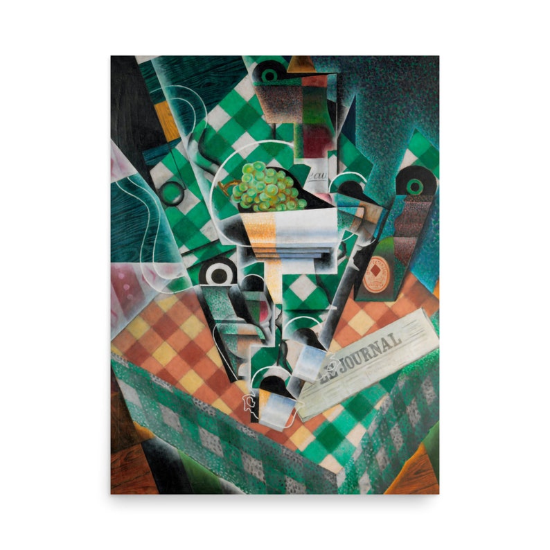 Abstract Modern Art Print - Still Life With Checked Tablecloth by Juan ...