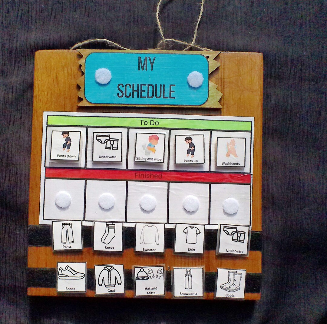 Wooden Visual Schedule Board for Kids | 11x12 Interchangeable Routine ...