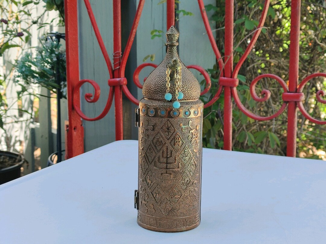 Jewish/hebrew Sefer Torah Scroll/brass/blue Enamel - Etsy