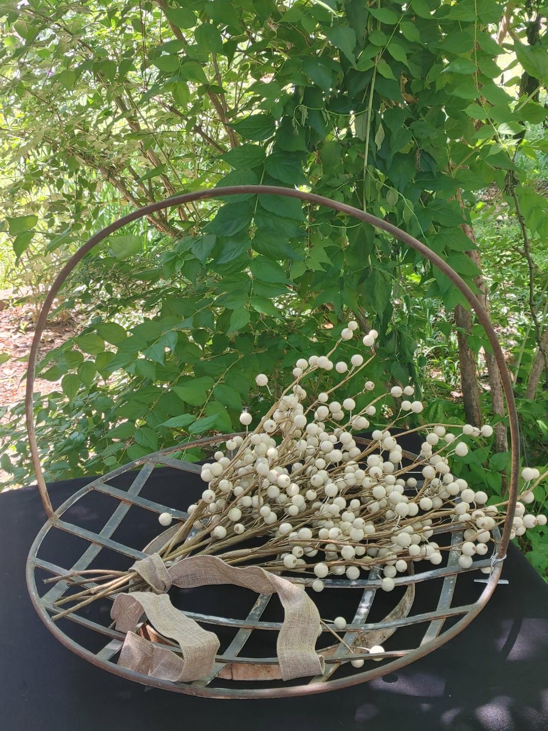 LARGE WEAVE METAL Basket: 1970's Hand-wrought Steel Wood Pile Basket ...