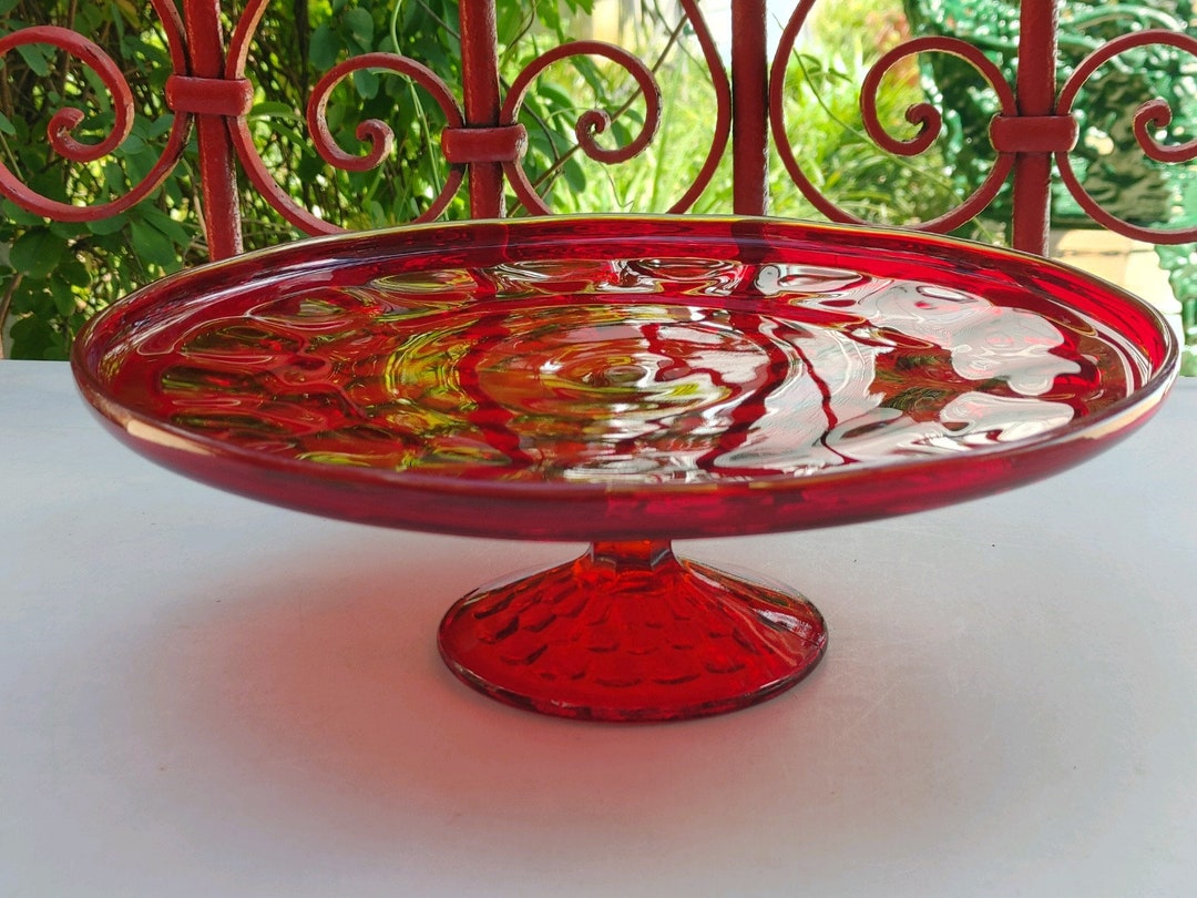 Viking Art Glass Georgian Pattern Honeycomb Large Cake Platter or ...