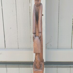 Primitive Art Wood Carving of Woman / Rough Cut Wood / Circa Early 1900 ...