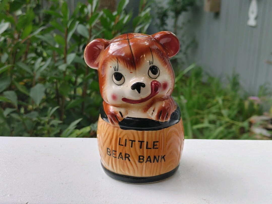 Vintage Little Bear Coin Piggy Bank/sweet Smiling Bear - Etsy