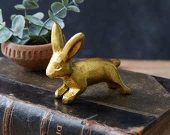 Long Cast Iron Rabbit Baby Cast Iron Bunny Dark Cast Iron Rabbit Statue ...