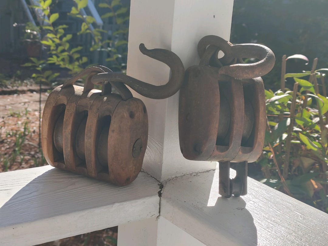 ANTIQUE PULLEY: Barn Rope Pulleys/ 3 Rope Pulley/2 Rope Pulley /wooden ...