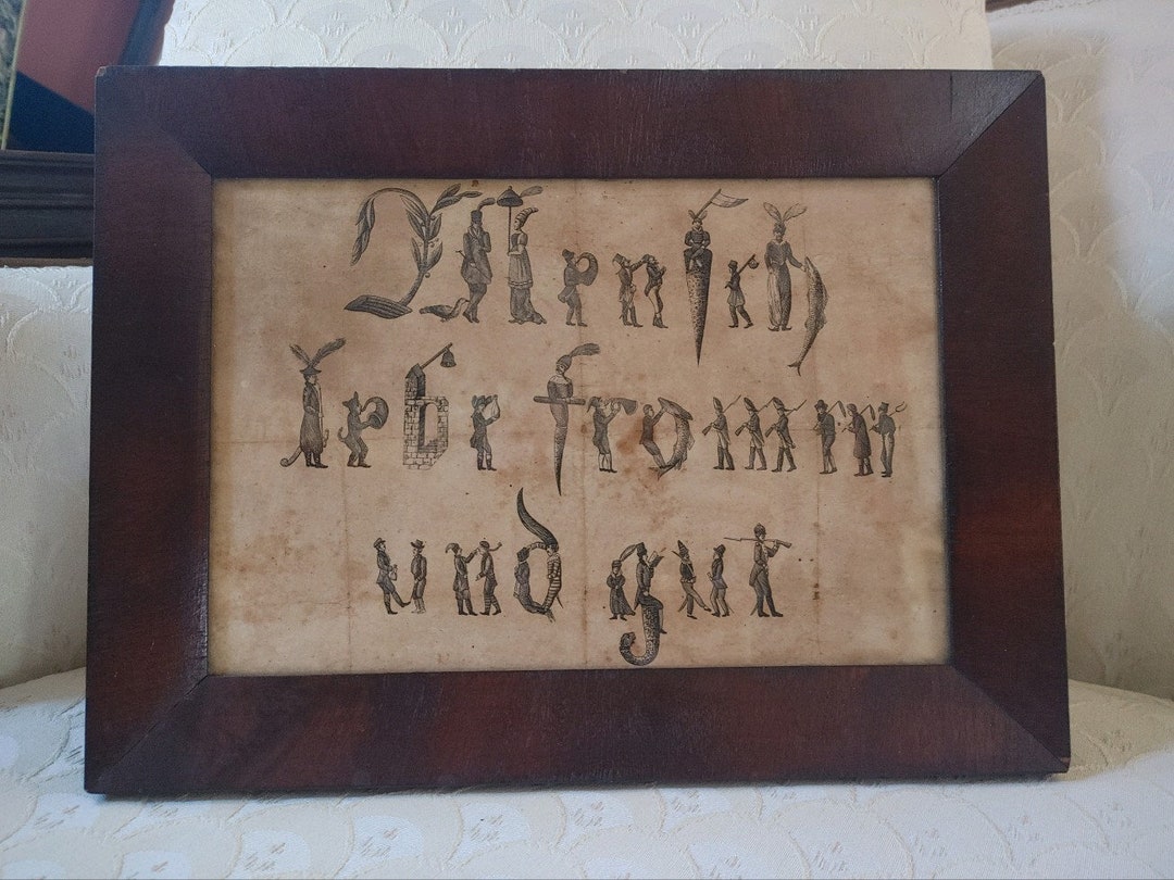 German Print Mench Lebe Fromm Und Gut/reads on the Back Made by A ...