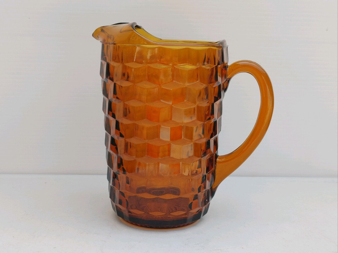 INDIANA GLASS COMPANY - Whitehall Amber Cubist Serving Pitcher by ...