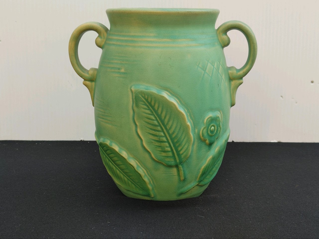 Rare Weller Matte Green Glaze Double Handle Leaf and Flower - Etsy