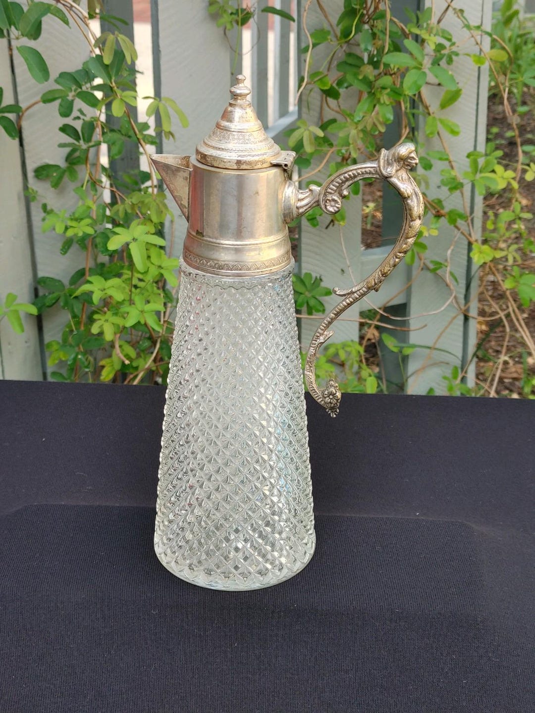 ITALY - Waffle Crystal Carafe Diamond Point Water/wine Carafe / Lovely ...