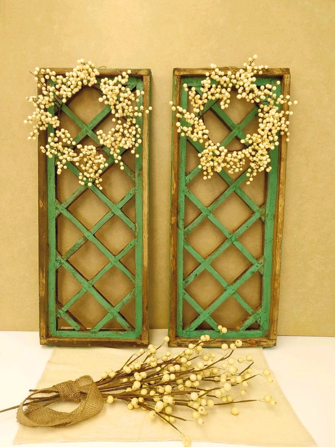 Pair of Boho Botanical Arch Wood Windows Wall Decor Boho Botanical ...