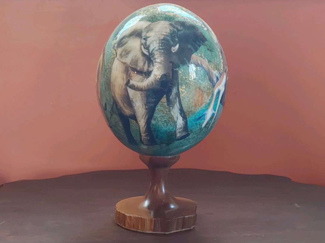 Artisan Sherry Rowe Hand Painted Collectible Ostrich Egg / "the Big ...