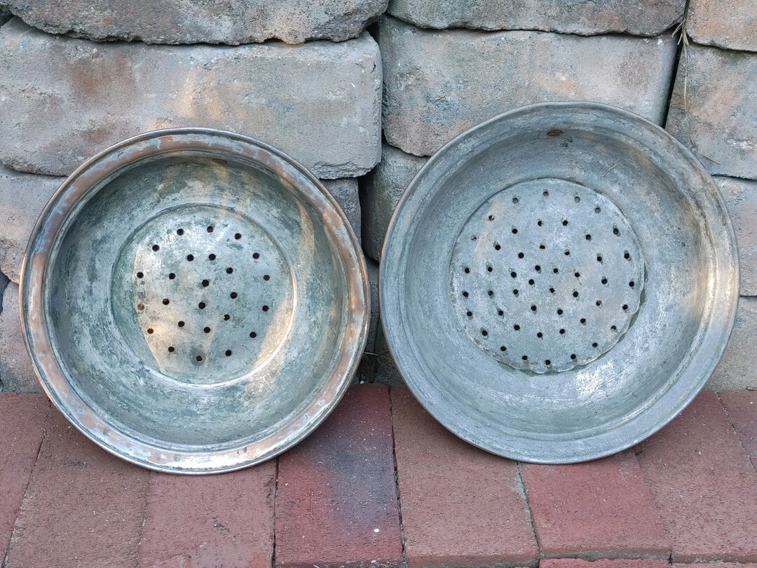 FRANCE - 1900's FRENCH COLANDER Sieves: Hanging Brass & Copper Fruit ...