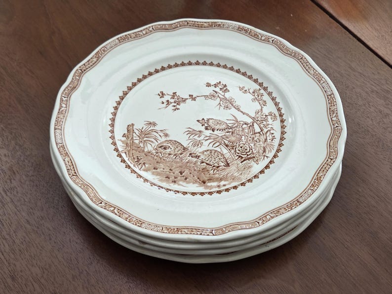 Furnivals Quail China Set – Brown Transferware Dinnerware, England ...