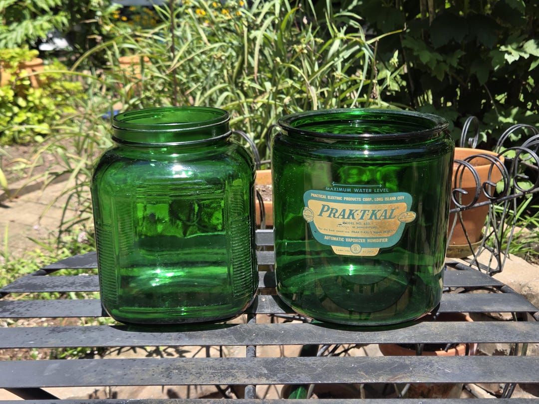 Vintage PRAK-T-KAL Green Glass Humidifier Jar, 1940s Americana - Etsy