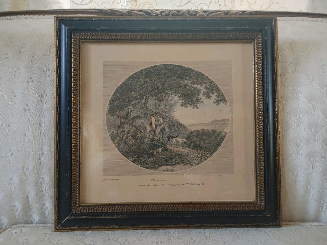 Antique Print Titled coursing Signed London July 1781 W. Burne / Clear ...