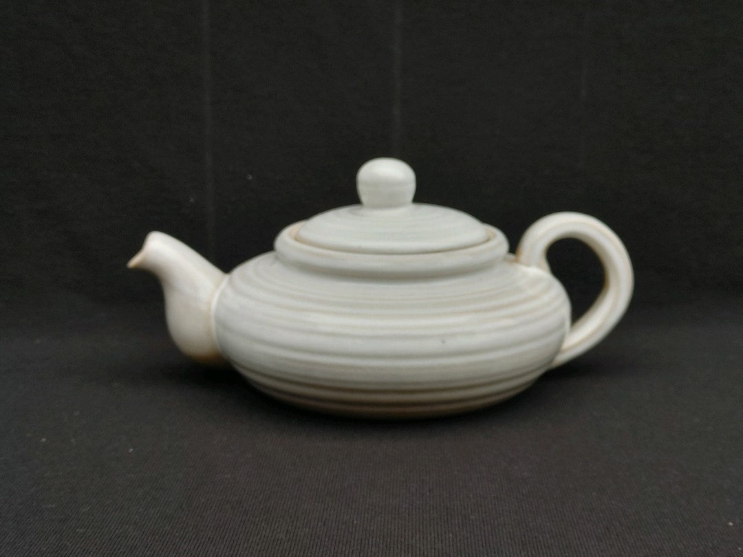 Squat Teapot With Circular Swirls / Yellow Golden Interior and Bottom ...