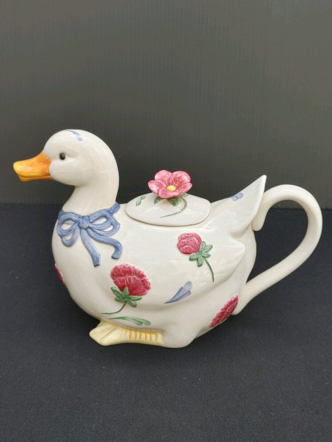Lenox Poppies on Blue Barnyard Duck Teapot/beautiful & Colorful - Etsy