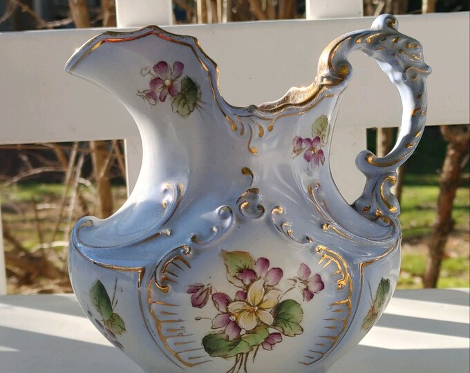 PITCHER: Antique Victorian Haynes Porcelain Hand Painted & Gilded ...