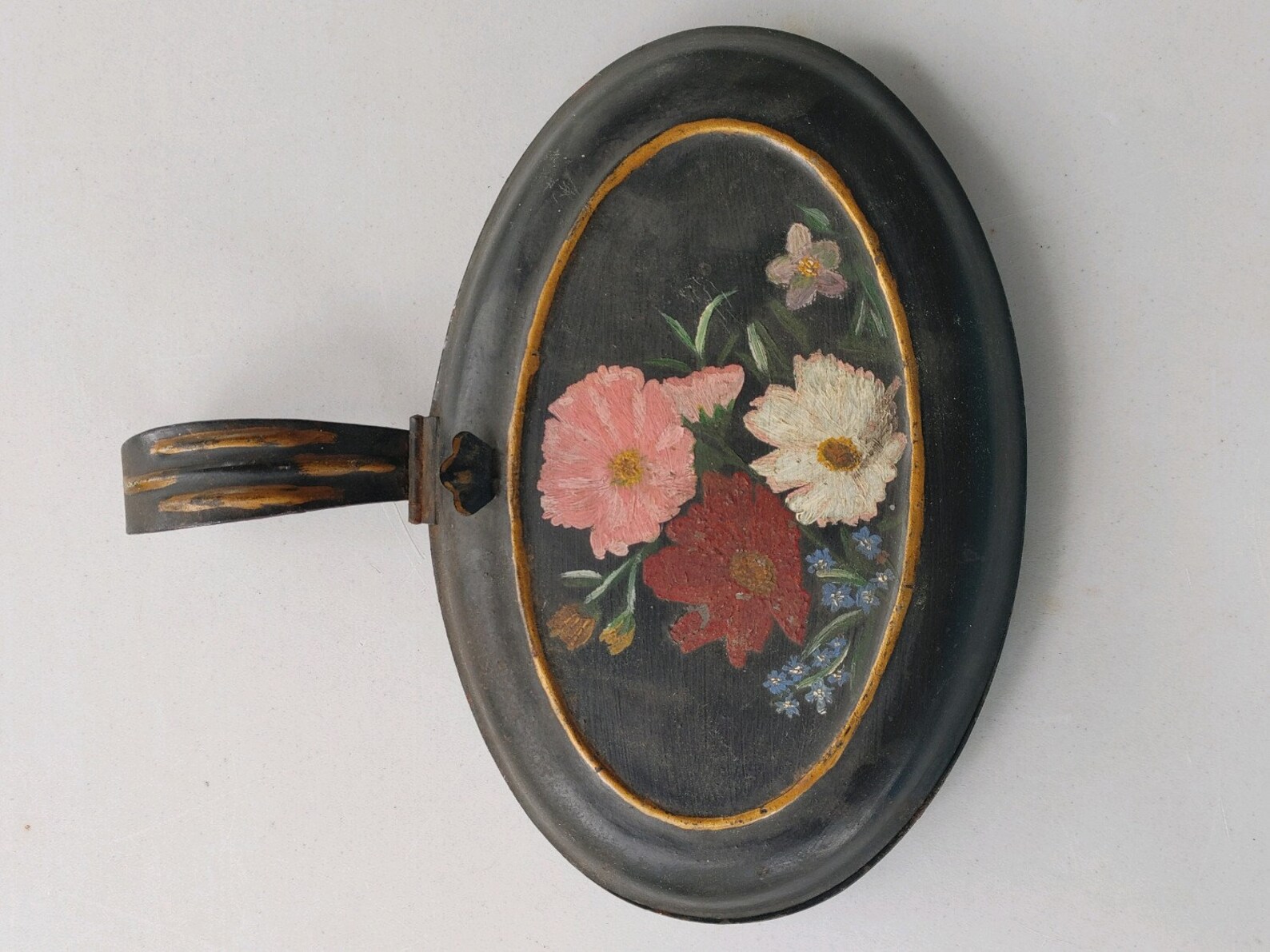 TRAY: Toleware Silent Butler Crumb Tray/handpainted Metal Circa 1930's ...
