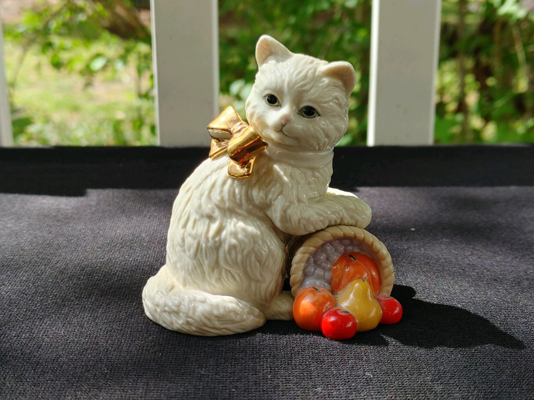 Lenox Fine Ivory China Thanksgiving Kitten With Bountiful Cornucopia - Etsy