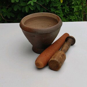 Mortar and Pestles Primitive Pottery Bowl Hand Carved Artisan Wood Antique Pestles 2 - Etsy
