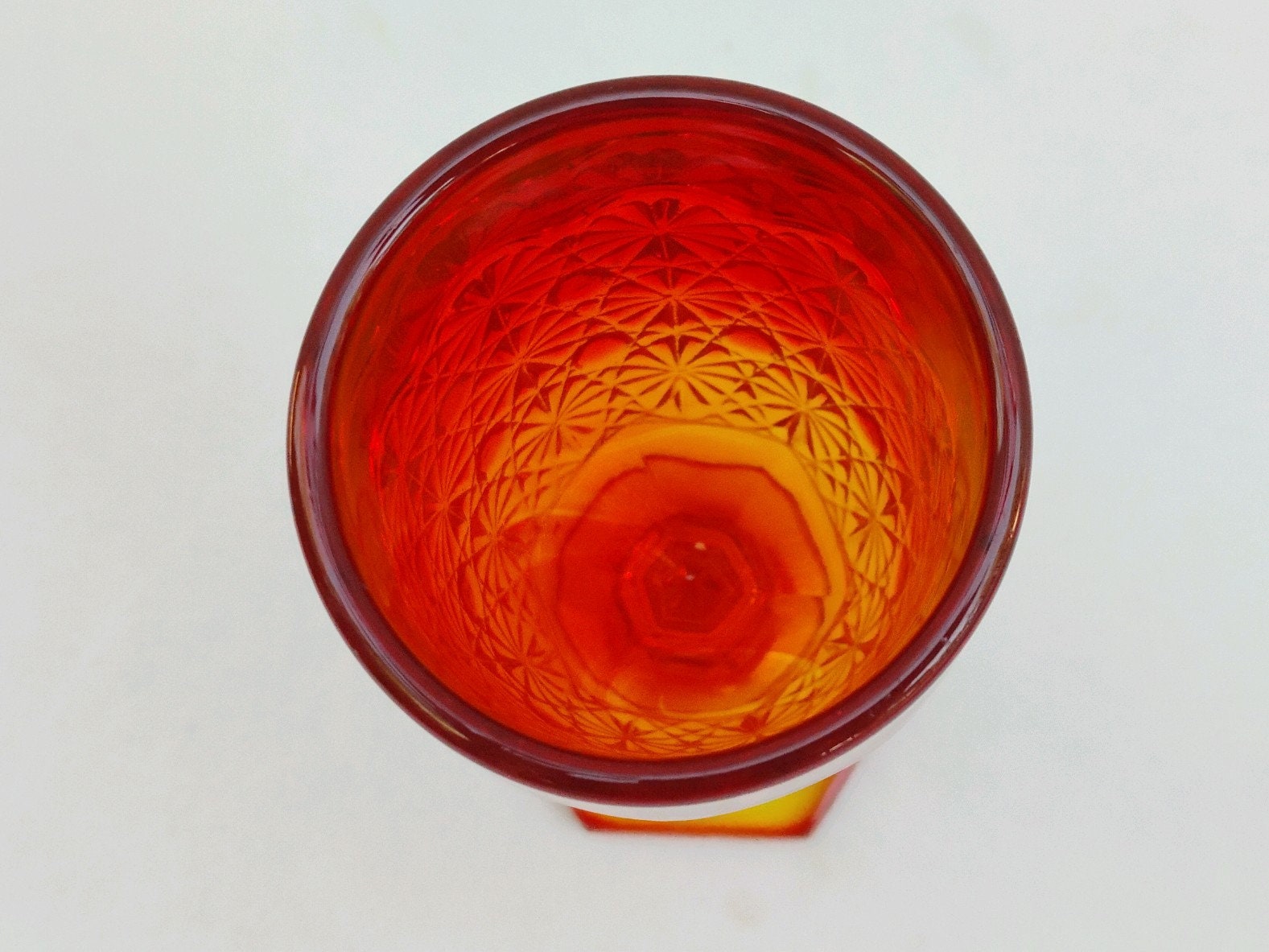 L E Smith Amberina Button & Daisy Pattern Vintage Wine/water Goblet - Etsy