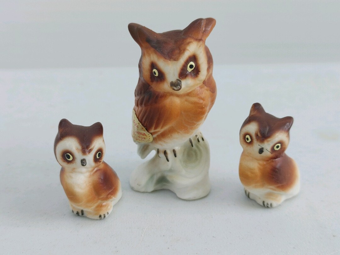 Vintage Owl Family Figurine – Hi Style Bone China, Bridge Japan - Etsy