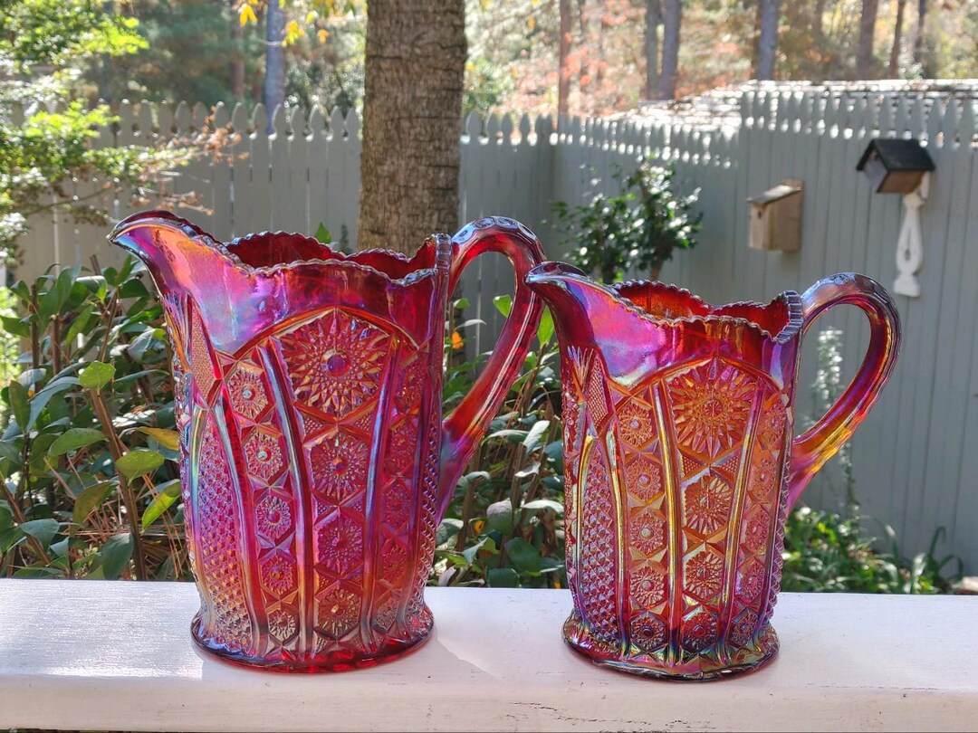 INDIANA GLASS: Heirloom Sunset Ruby Red Iridescent Pitchers - Etsy