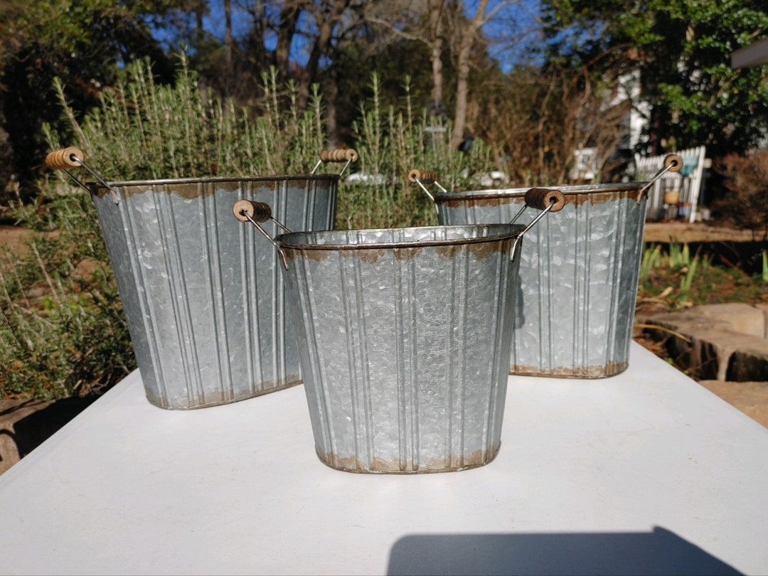 Garden Metal Buckets With Wooden Handles - Etsy