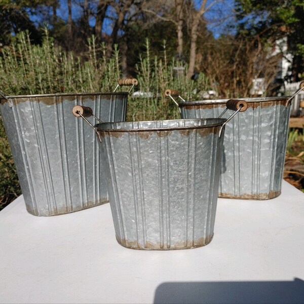 Metal Garden Bucket - Etsy