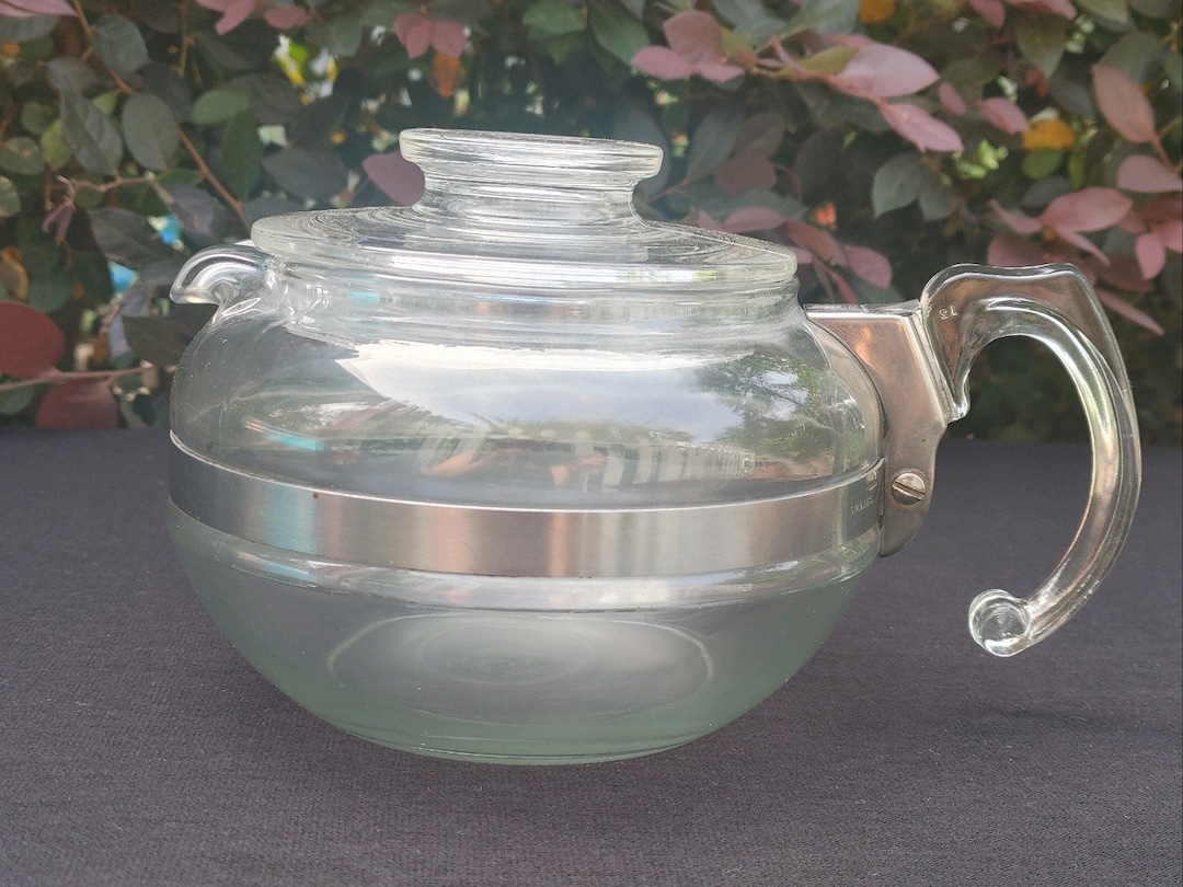 CORNING, NY - PYREX 1950's 6 Cup Flame Coffee Pot, Teapot / Made in New ...