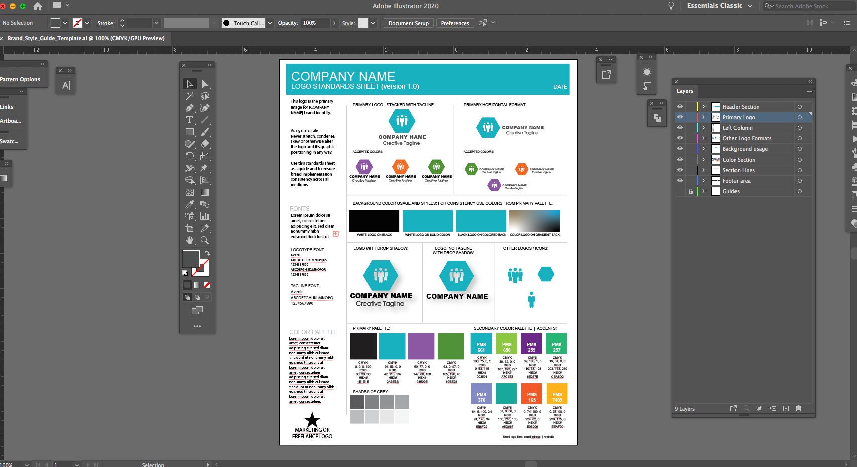 Branding Style Guide Illustrator Template - Etsy