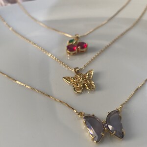 Purple Handmade Glass Butterfly Pendant Stainless Steel Necklace ...