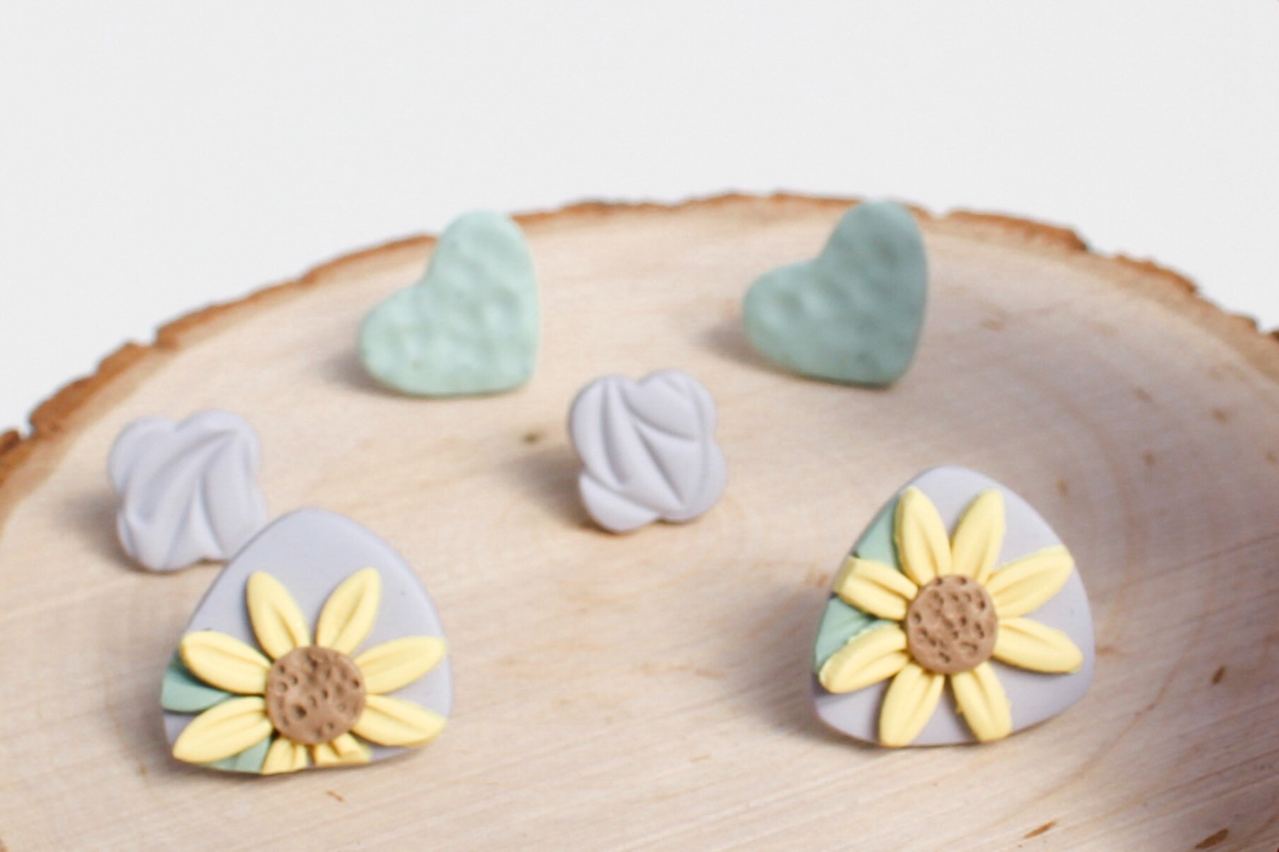 Summer Stud Pack 3 / Polymer Clay Stud Earrings / Yellow - Etsy