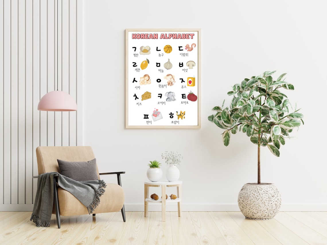 Korean Alphabet Chart for Teachers Alphabet Poster for Nursery Decor ...