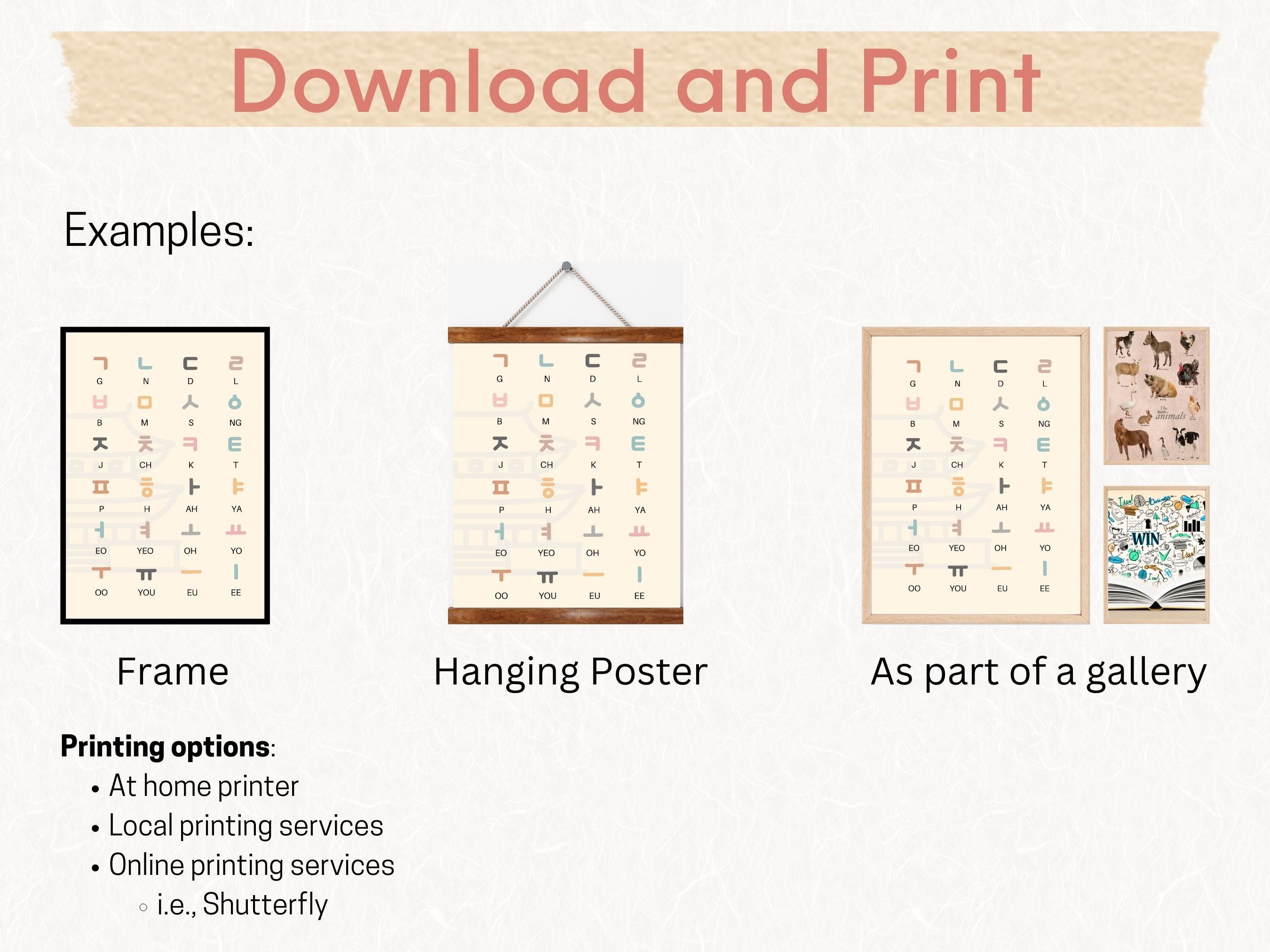Educational Korean Alphabet Hangul Chart Basic Hangul Chart Printable ...